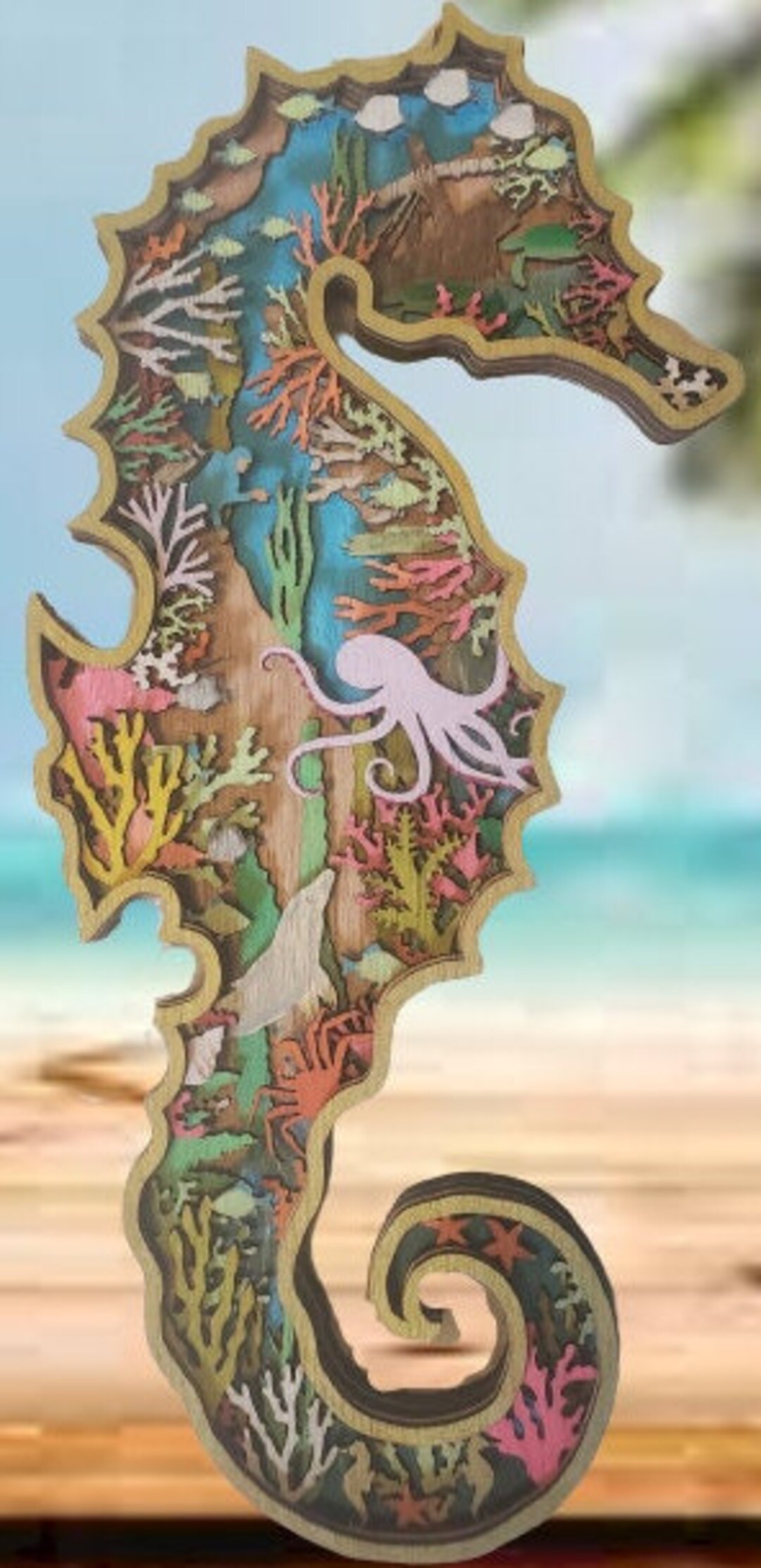 7 Layer Wooden Seahorse Wall Décor-personalized Mothers Day - Etsy