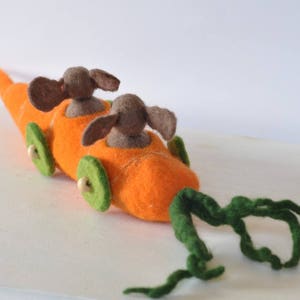 Carrot Car for Two Bunnies Bunny Rabbit Toy Waldorf Easter Gift Spring ...