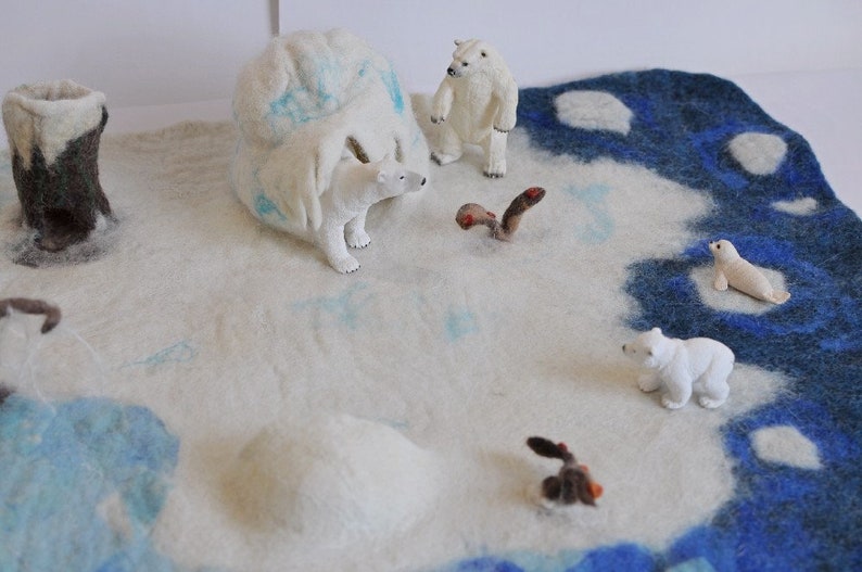 Waldorf Winter Playmat Playscape Snow Ice Snowman Icy Frozen Lake Wet ...