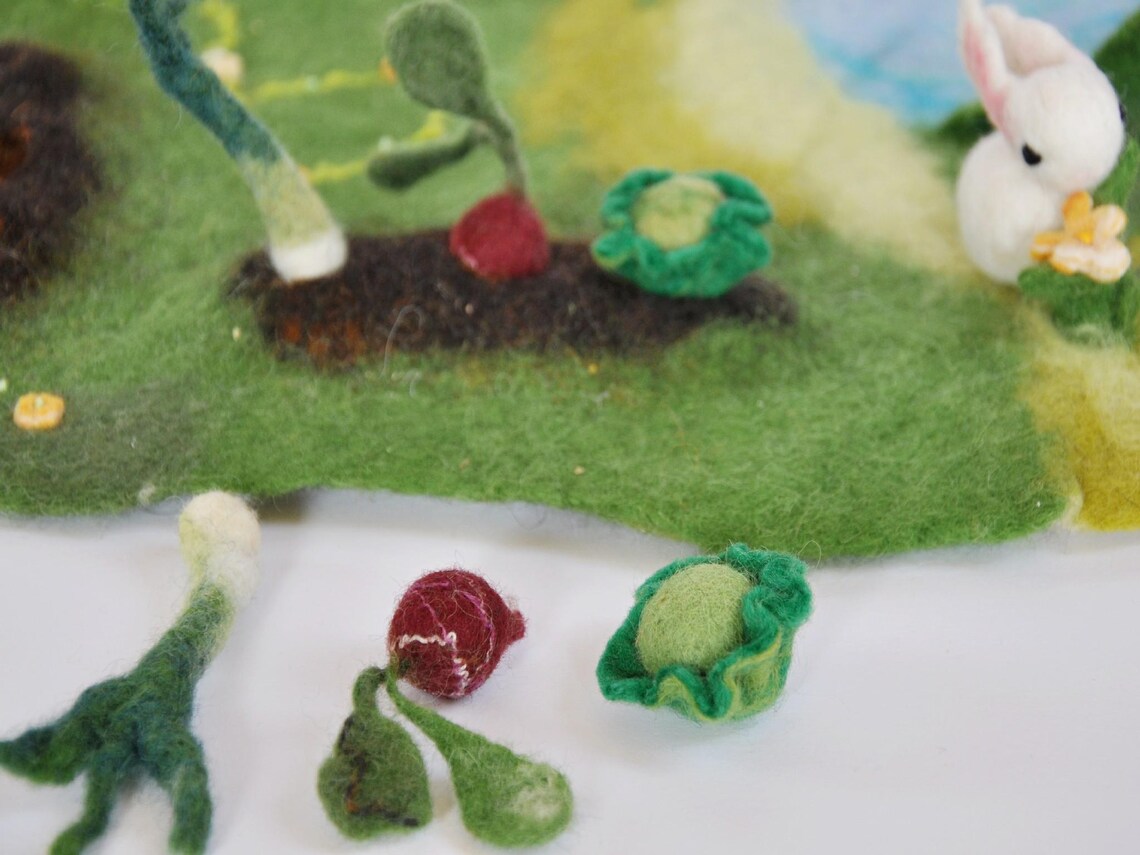 Mini Veggies Set of 6 Felted Beetroot Leek Onion Turnip Veggie Waldorf ...