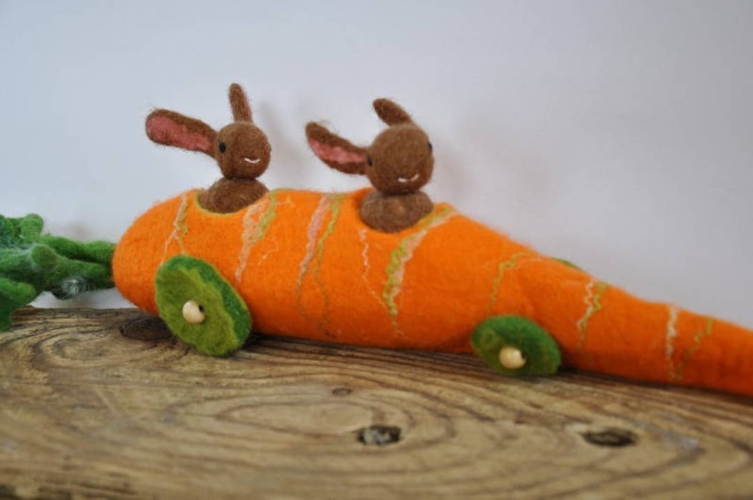 Carrot Car for Two Bunnies Bunny Rabbit Toy Waldorf Easter Gift Spring ...