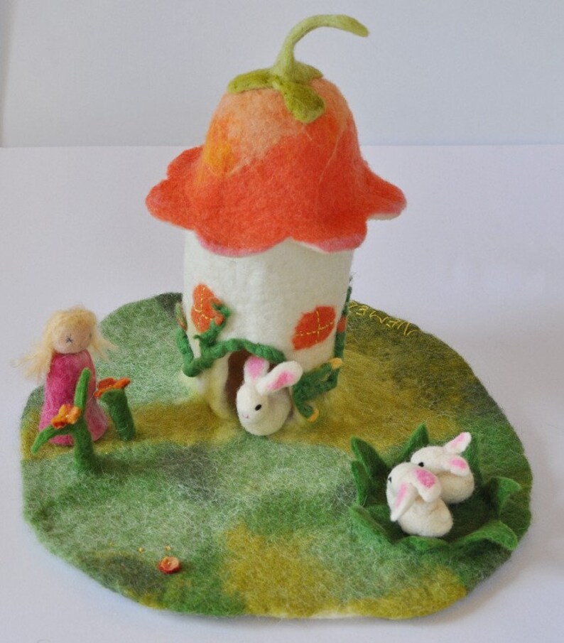 Felted Waldorf House Fairy Enchanted Orange Pixie Playmat | Etsy