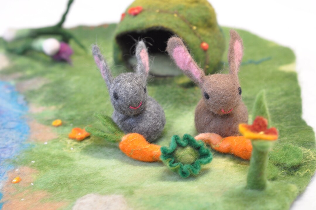 Bunny Rabbit Felted Animal Felt Gift Toy Home Decor Wool Sculpture ...