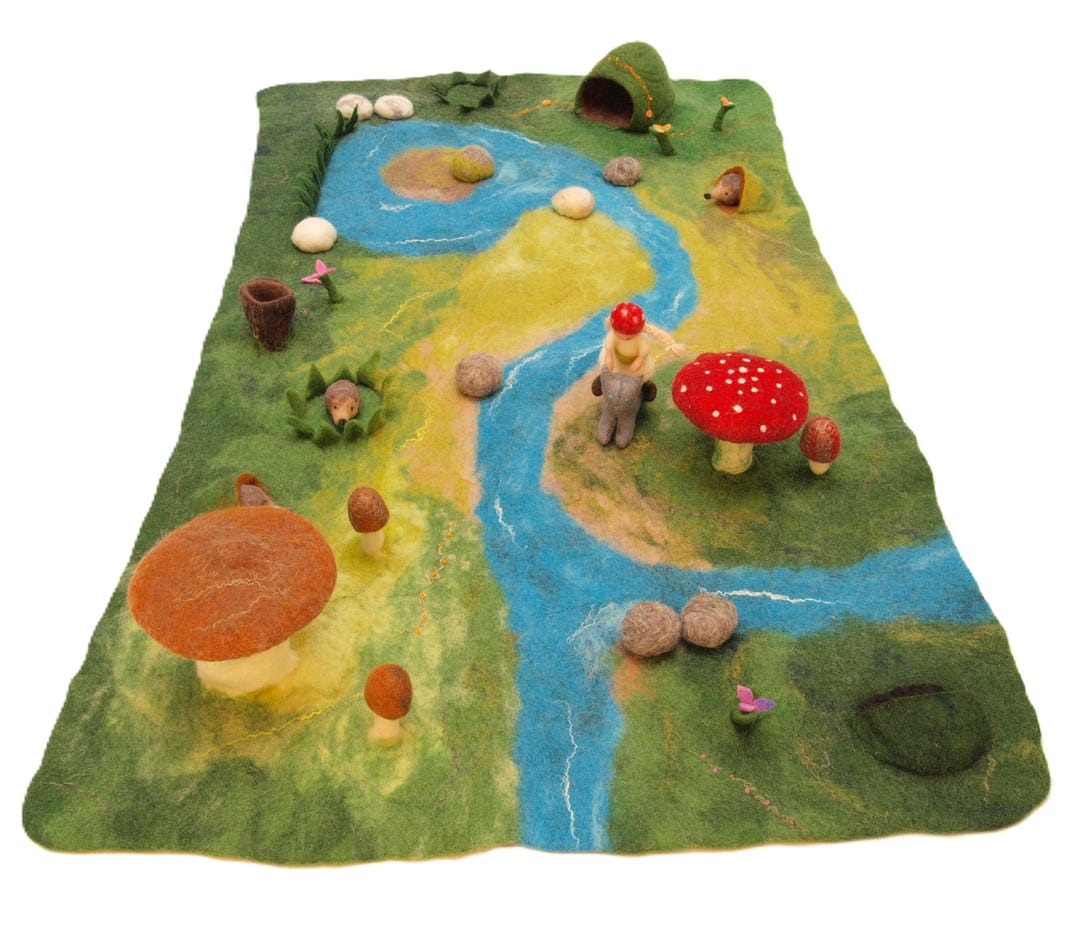 Large Felt Play Mat With 3D Mushrooms | Nature, Waldorf, Montessori ...