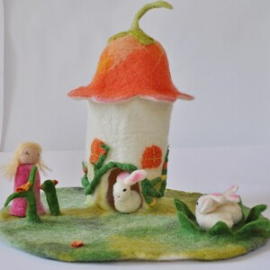 Felted Waldorf House Fairy Enchanted Orange Pixie Playmat Playscape ...