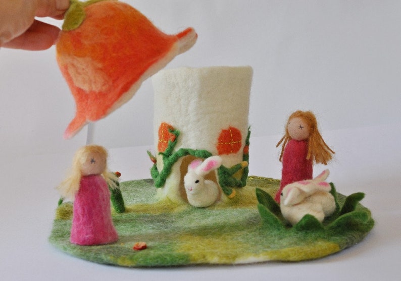 Felted Waldorf House Fairy Enchanted Orange Pixie Playmat | Etsy