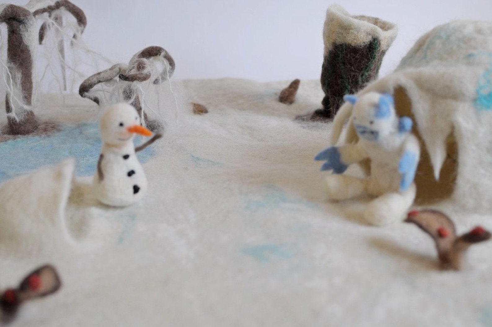 Waldorf Winter Playmat Playscape Snow Ice Snowman Icy Frozen Lake Wet ...