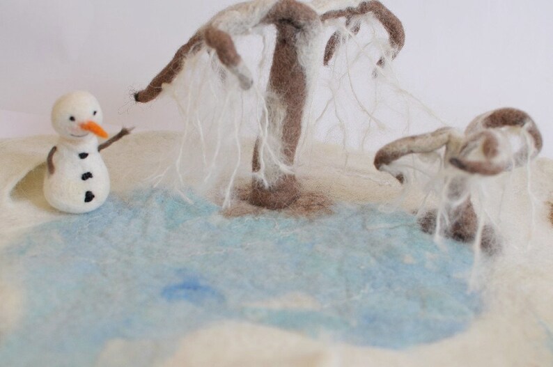 Waldorf Winter Playmat Playscape Snow Ice Snowman Icy Frozen Lake Wet ...