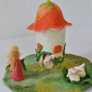 Felted Waldorf House Fairy Enchanted Orange Pixie Playmat Playscape ...