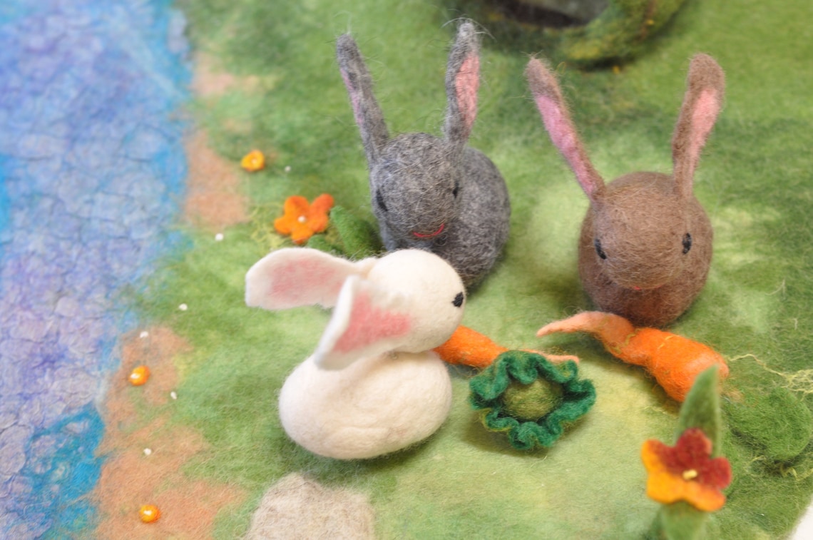 Bunny Rabbit Felted Animal Felt Gift Toy Home Decor Wool | Etsy