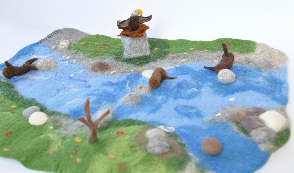Waldorf River Felt Play Mat Playscape Wet Felted Montessori | Etsy