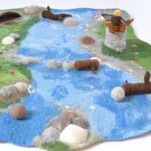 Waldorf River Felt Play Mat Playscape Wet Felted Montessori Canoe ...