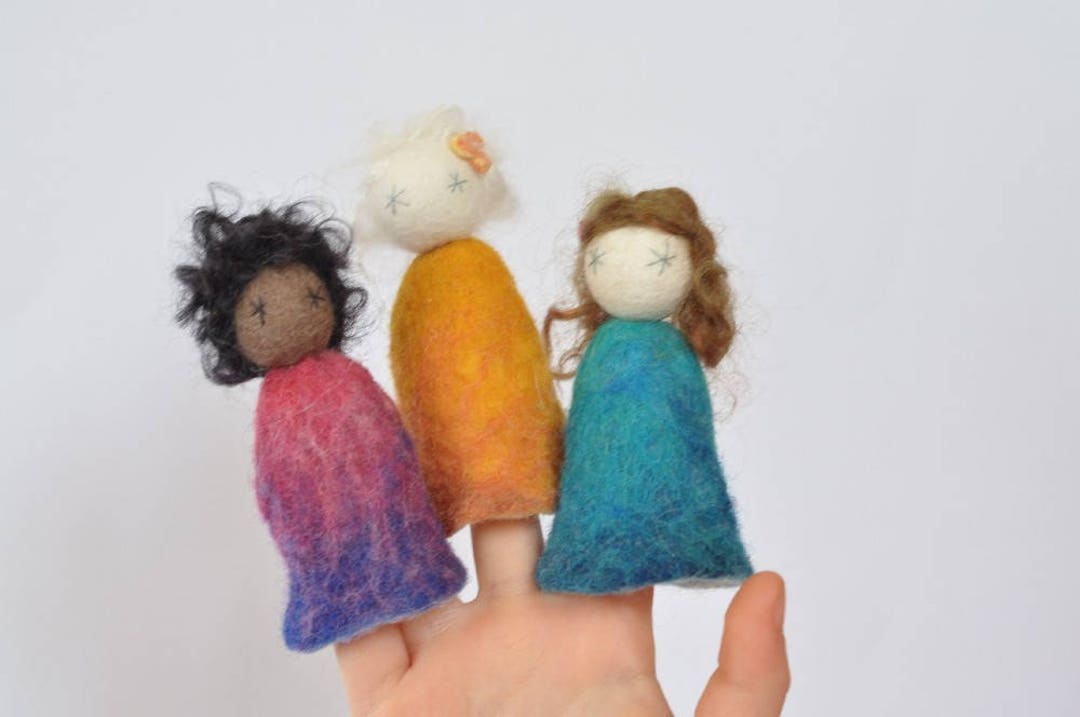 THREE Fairies Finger Puppet Doll Play Child Gift Toy for Kids Waldorf ...