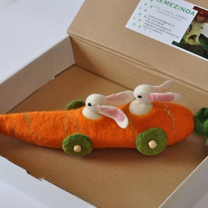 Carrot Car for Two Bunnies Bunny Rabbit Toy Waldorf Easter Gift Spring ...