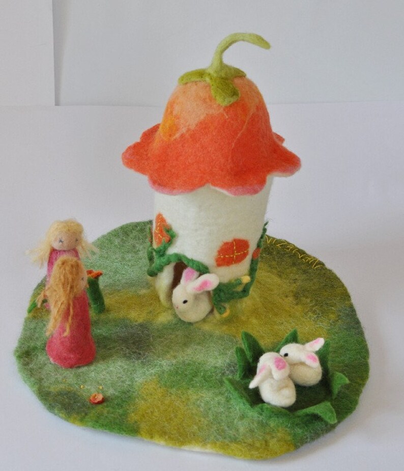Felted Waldorf House Fairy Enchanted Orange Pixie Playmat - Etsy