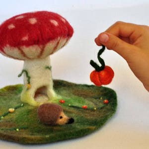 Play Mat Mushroom House Waldorf Season Nature Table Play-mat Playscape ...