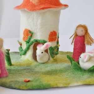 Felted Waldorf House Fairy Enchanted Orange Pixie Playmat Playscape ...