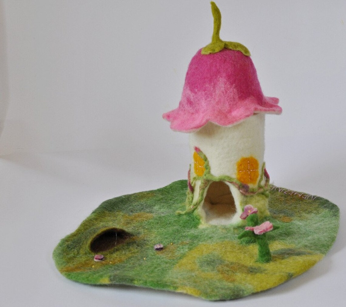 Fairy Enchanted Pink Flower Pixie House Playmat Playscape - Etsy