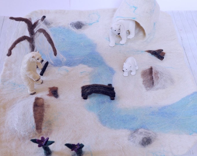 Winter Playmat Playscape Waldorf Steiner Inspired Snow Ice Snowman Icy ...