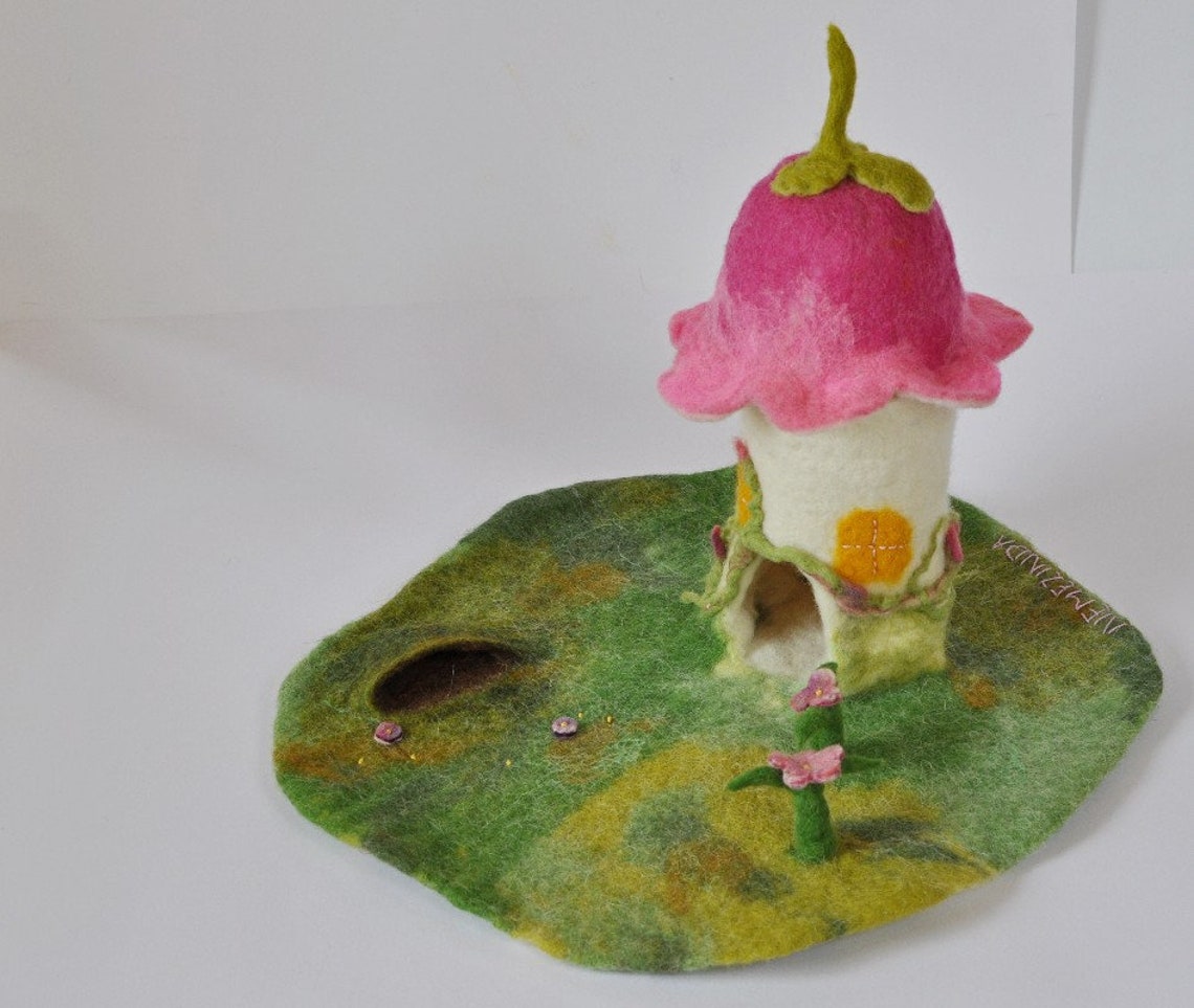 Fairy Enchanted Pink Flower Pixie House Playmat Playscape - Etsy