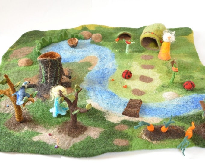 Felt Waldorf Playmat Playscape Wet Felted Steiner Play Mat Farm Tree ...