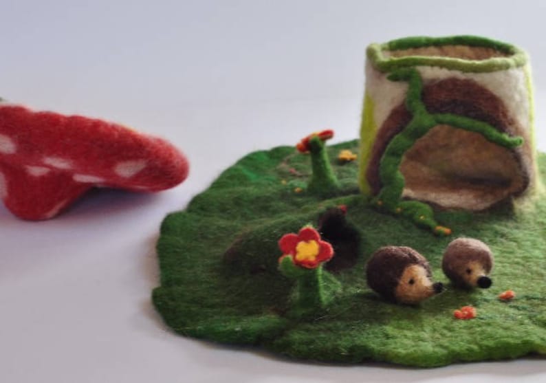 Mushroom House Waldorf Play Mat Season Handmade Wet Felted Large Unique ...
