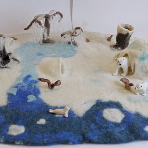 Waldorf Winter Playmat Playscape Snow Ice Snowman Icy Frozen Lake Wet ...