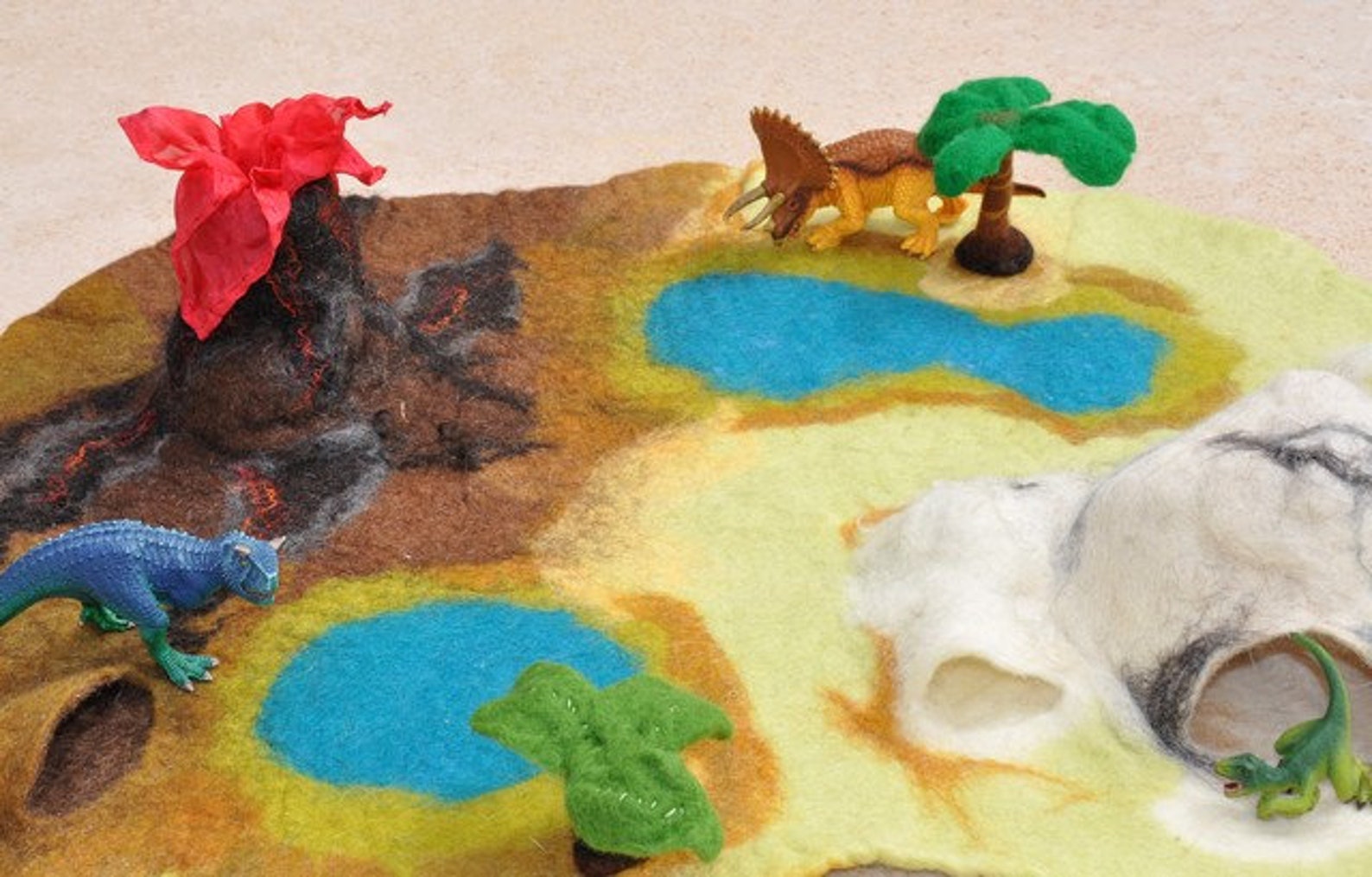 Dinosaur Dino Felt Play Mat Playmat Playscape Wet Felted - Etsy