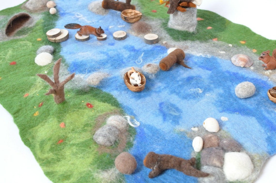 Waldorf River Felt Play Mat Playscape Wet Felted Montessori | Etsy