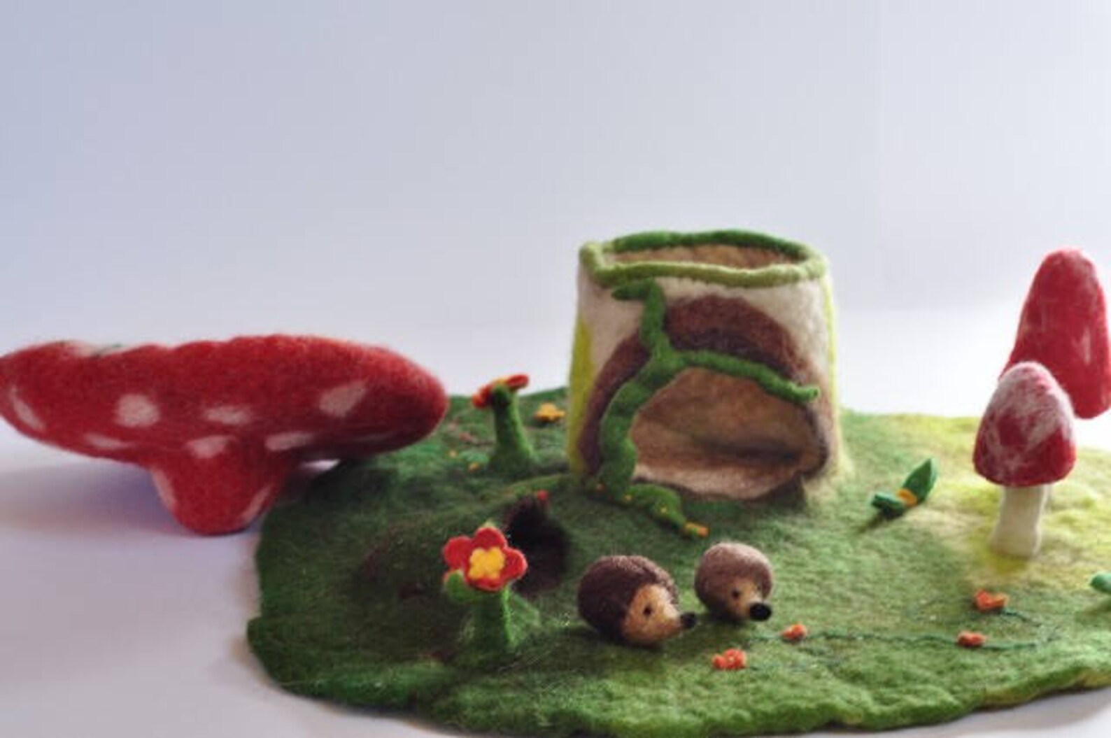 Mushroom House Waldorf Play Mat Season Handmade Wet Felted Large Unique ...
