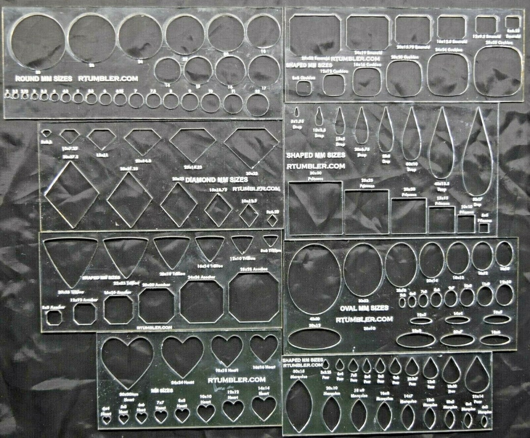Cabochon Lapidary Template Set of 8 Stencils With 12 Classic Shapes - Etsy
