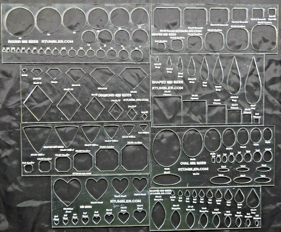 Cabochon Lapidary Template Set of 8 Stencils With 12 Classic - Etsy