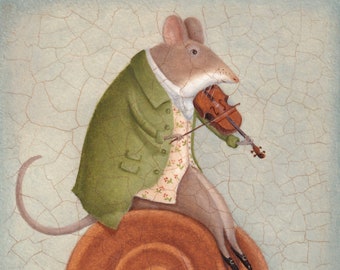The Violin Mouse . Original Signed Illustration Print - Etsy UK