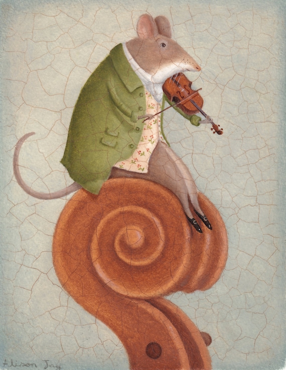 The Violin Mouse . Original Signed Illustration Print - Etsy UK
