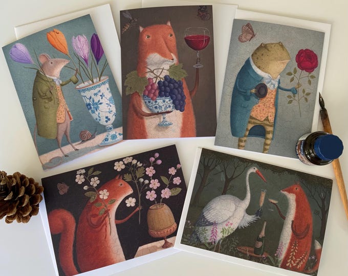 Flower and Celebration Range ,set of 5 Original Alison Jay Cards.blank ...