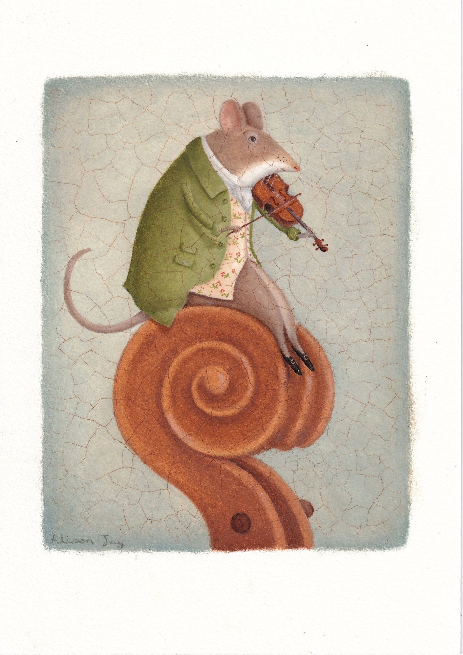 The Violin Mouse . Original Signed Illustration Print - Etsy UK