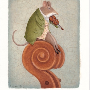 The Violin Mouse . Original Signed Illustration Print - Etsy UK
