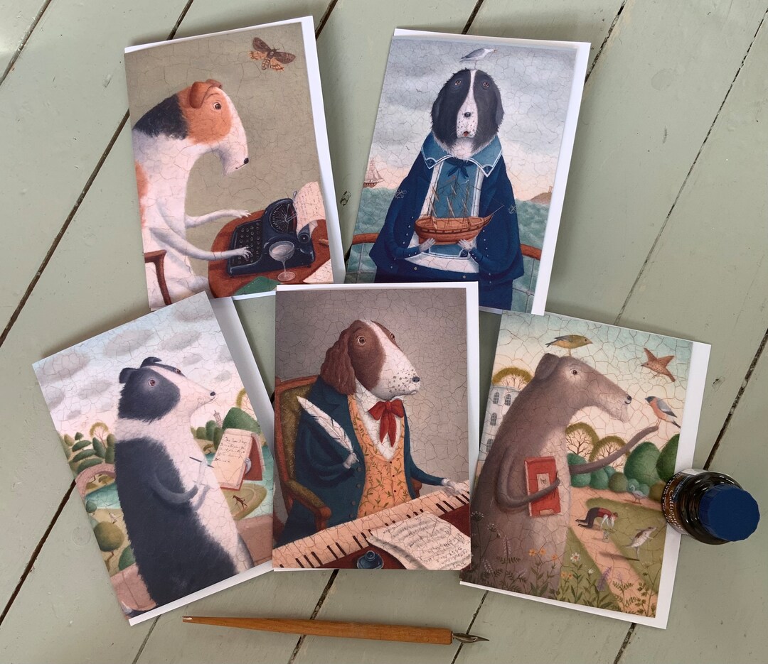 Famous Dog Pack ,set of 5 Original Alison Jay Cards.card Printing is so Good They Could Be Put ...