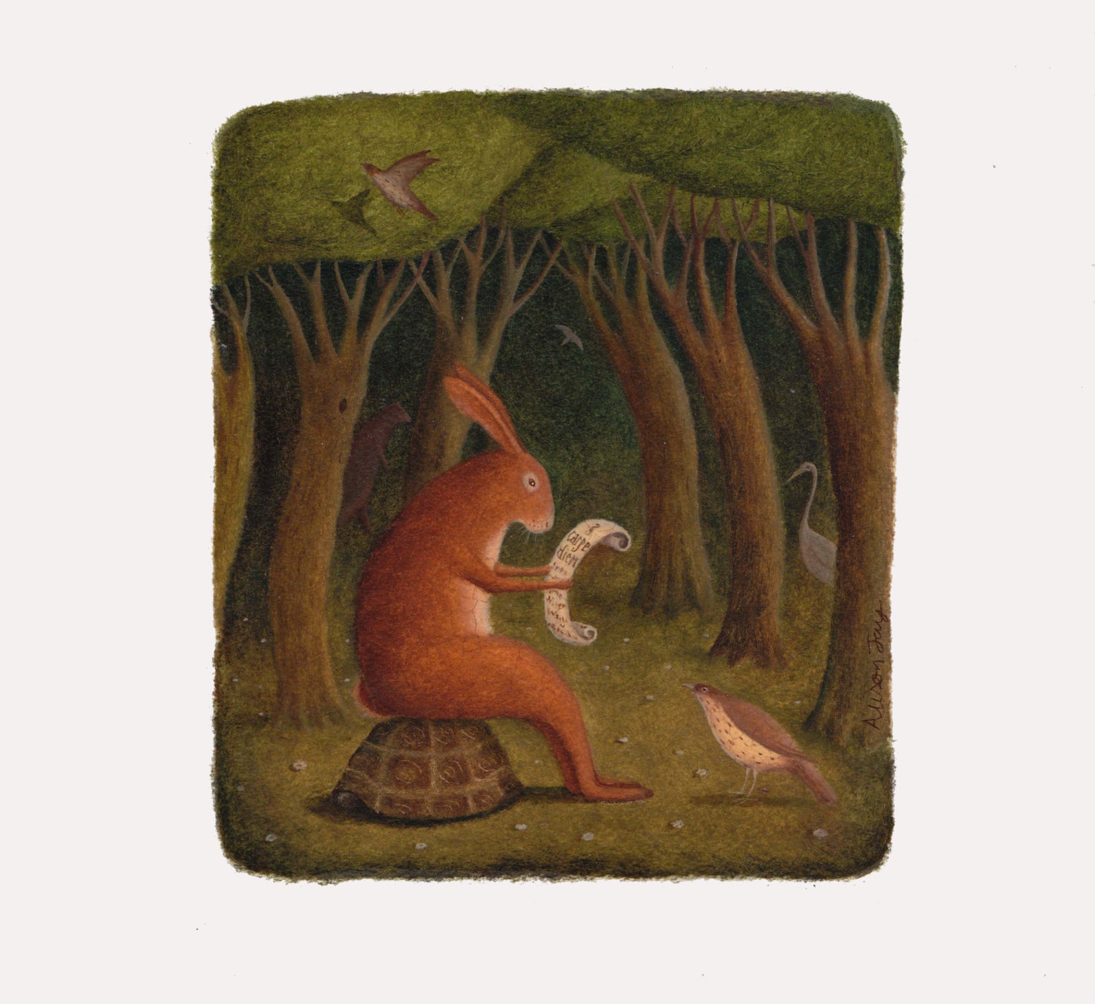 The Hare and the Tortoise. Original Signed Illustration Print - Etsy