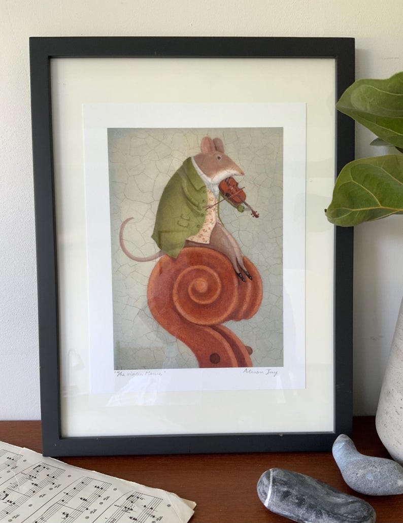 The Violin Mouse . Original Signed Illustration Print - Etsy