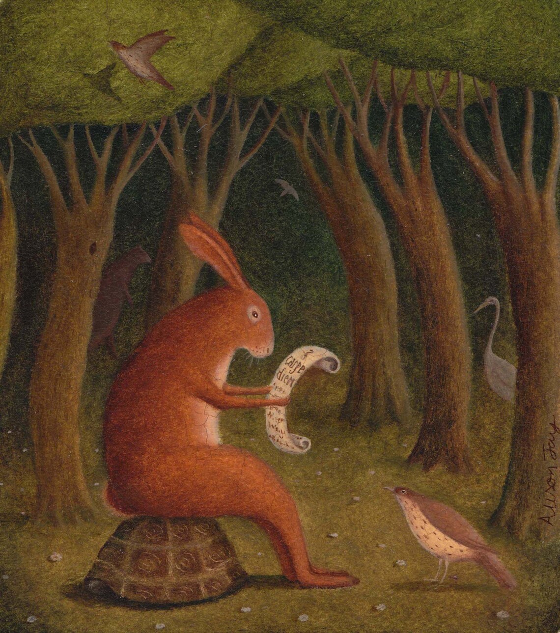 The Hare and the Tortoise. Original Signed Illustration Print - Etsy