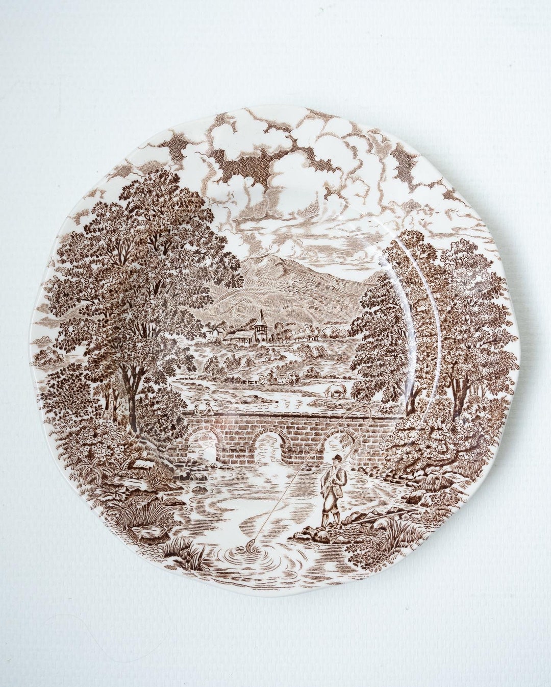 Vintage Set Three 2x Dessert Plates England Bridge Scenes Crown Ducal ... Vintage Set Three 2x Dessert Plates England Bridge Scenes Crown Ducal ...