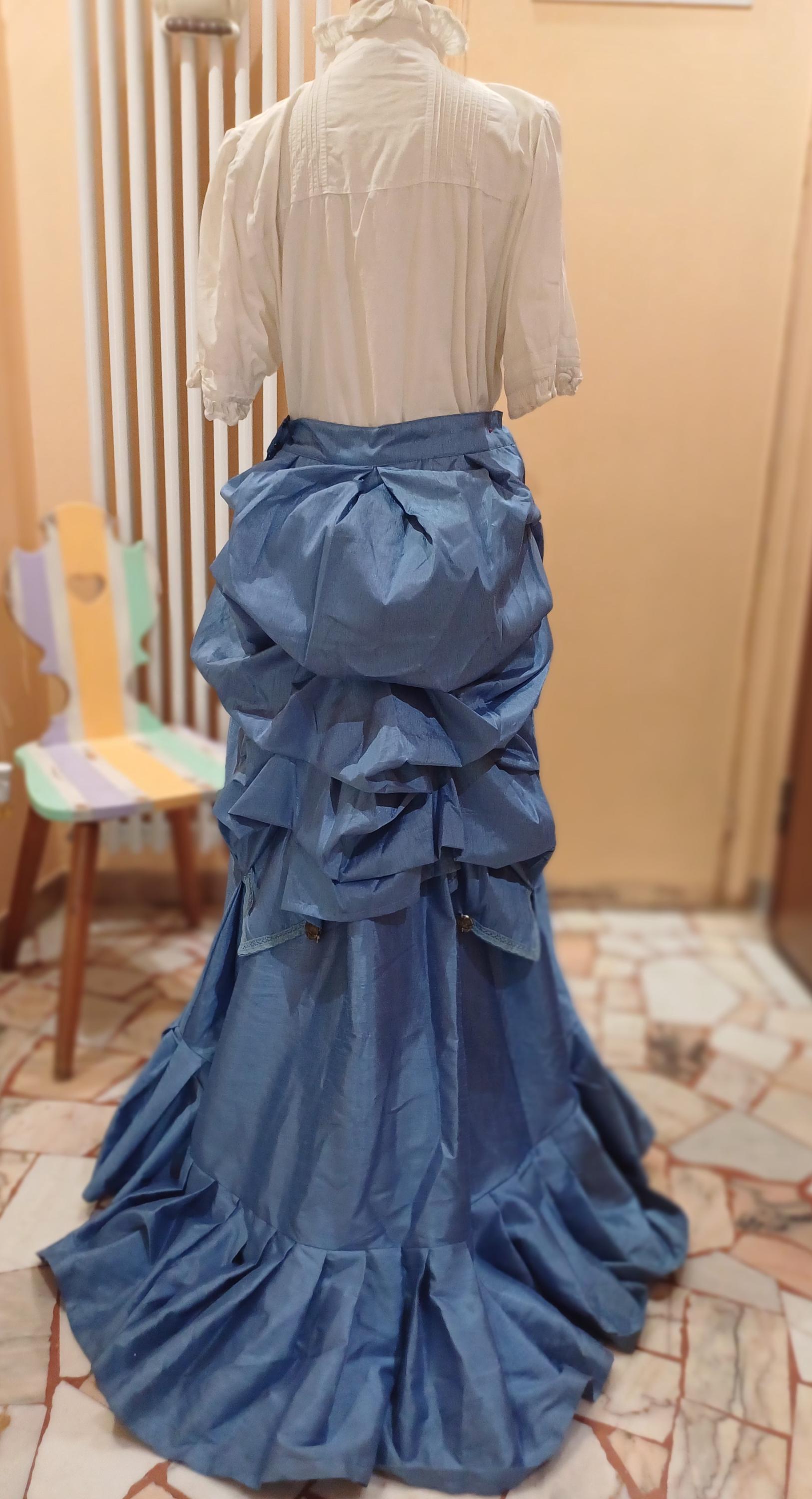 Victorian Steampunk Drapery Tournure Light Blue Skirt in Synthetic ...