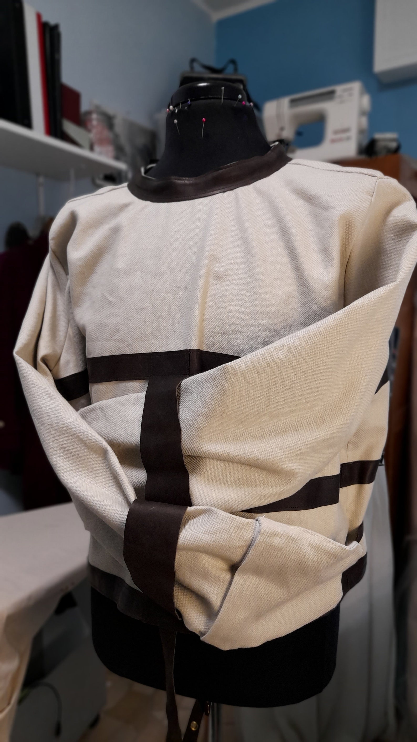 Ivory Cotton Leather Replica Straitjacket Vintage Asylum Psychiatric ...