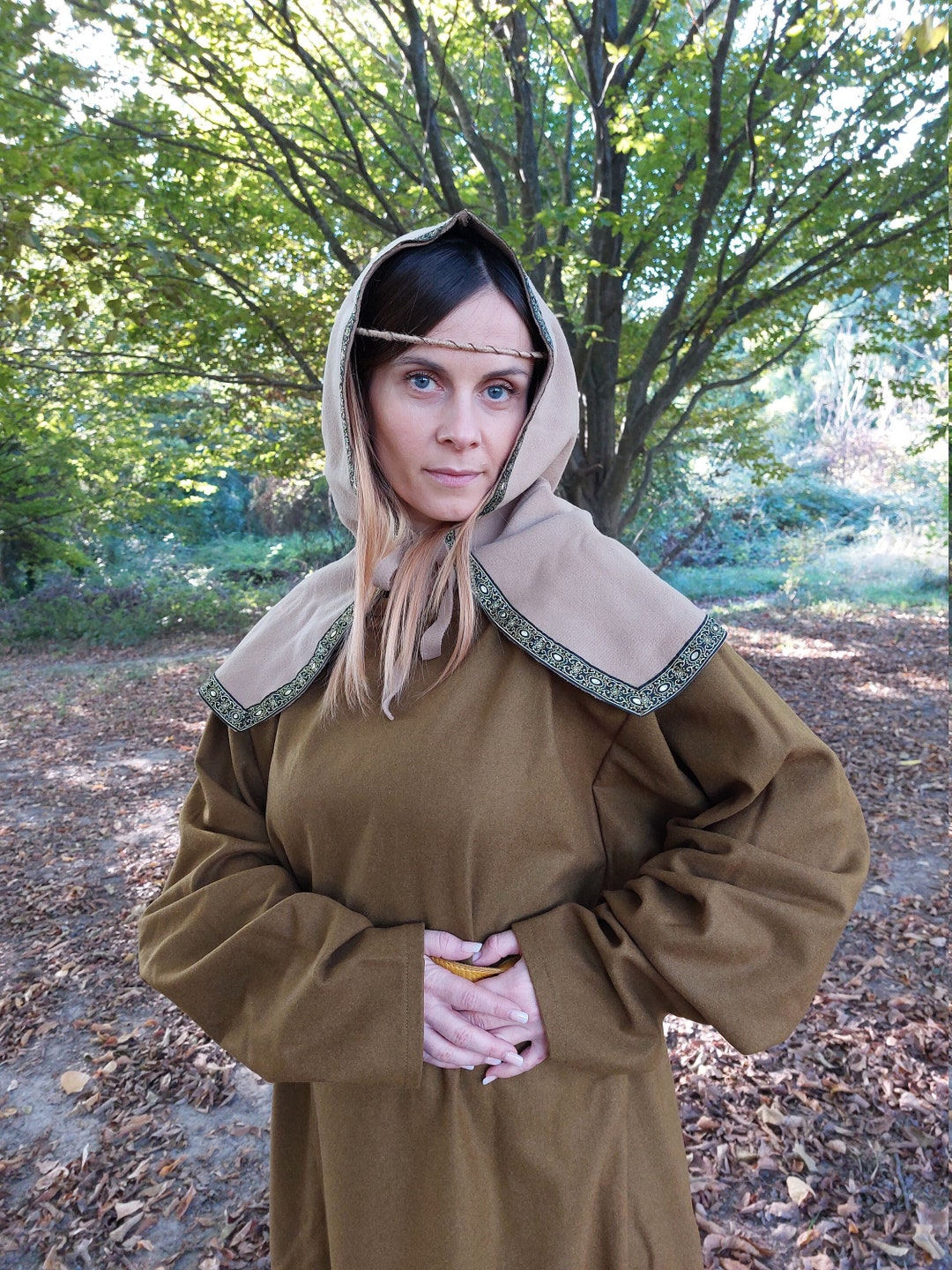 Medieval Pilgrim Beige Wool Cape Larp Fantasy Tg Hood. M - Etsy