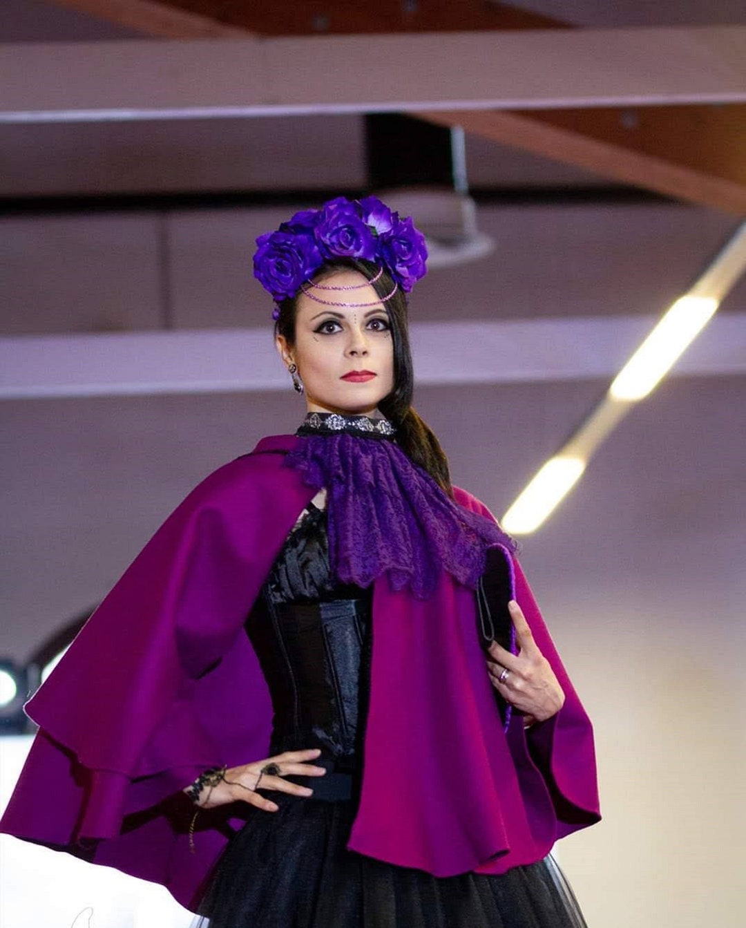 LAST PIECE Romantic Victorian Style Magenta Warm Wool Cloak Gothic One ...