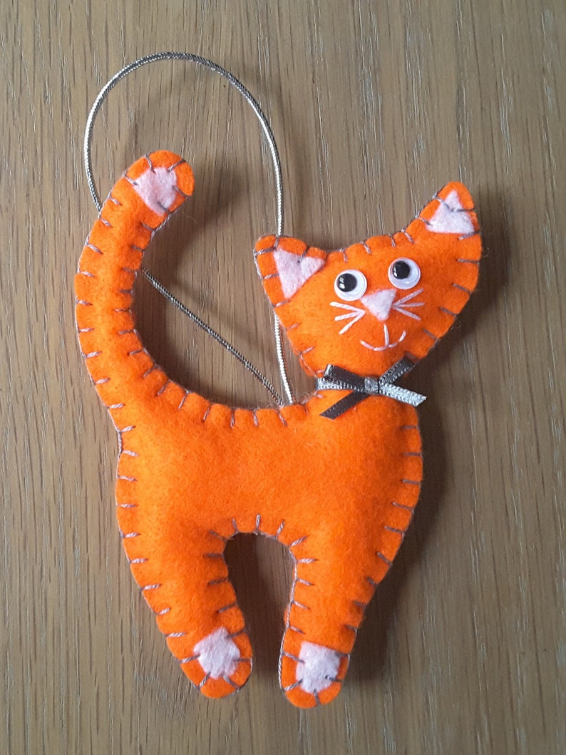 Hand Stitched Felt Cat Christmas Tree Decoration/ornament | Etsy