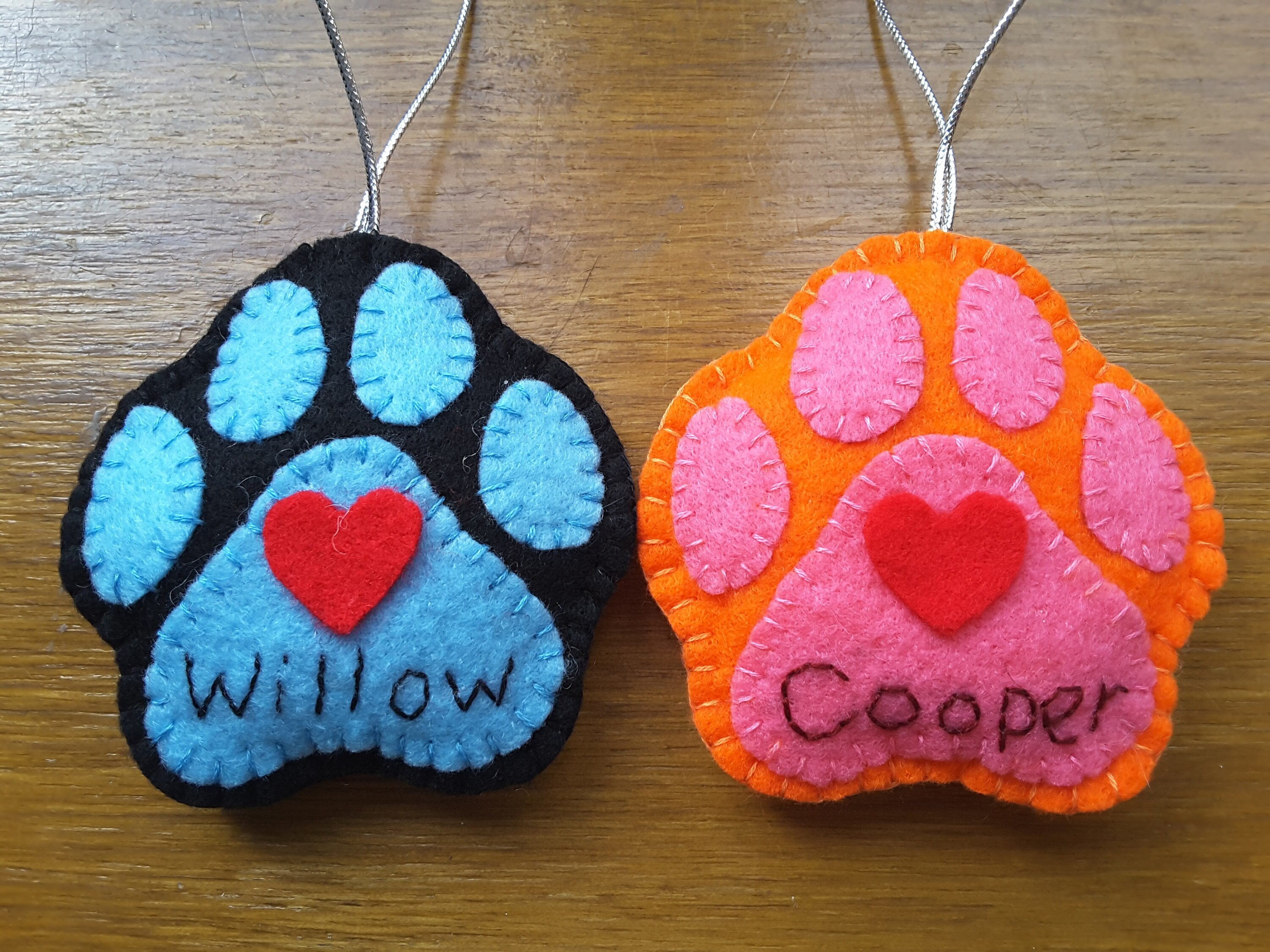 Personalised Felt Paw Christmas Tree Decoration/ornament - Etsy