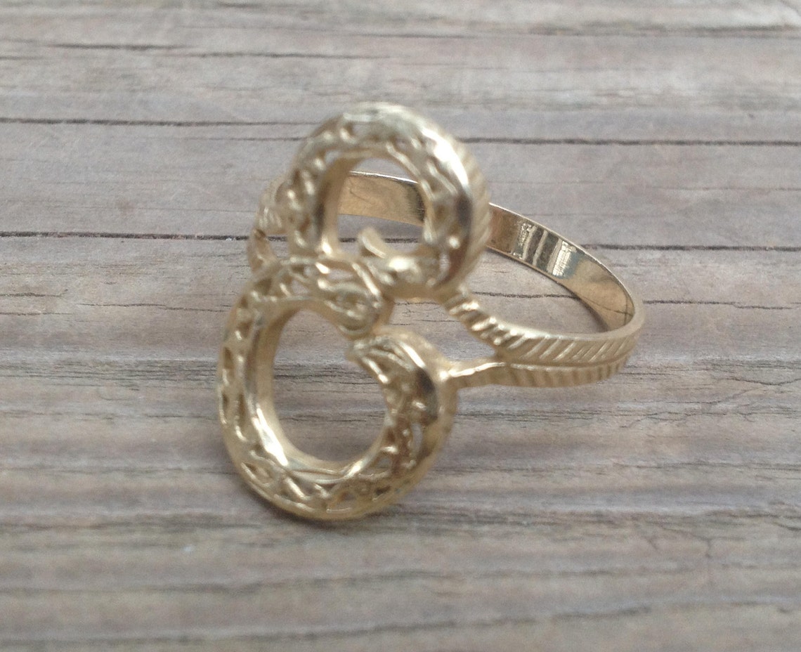 14k Gold Ring Signet Ring Calligraphy E Greek E Size 9.5 | Etsy