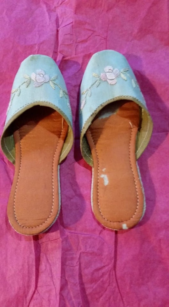 Edwardian Child's Satin Embroidered Slippers/ Mules Circa - Etsy